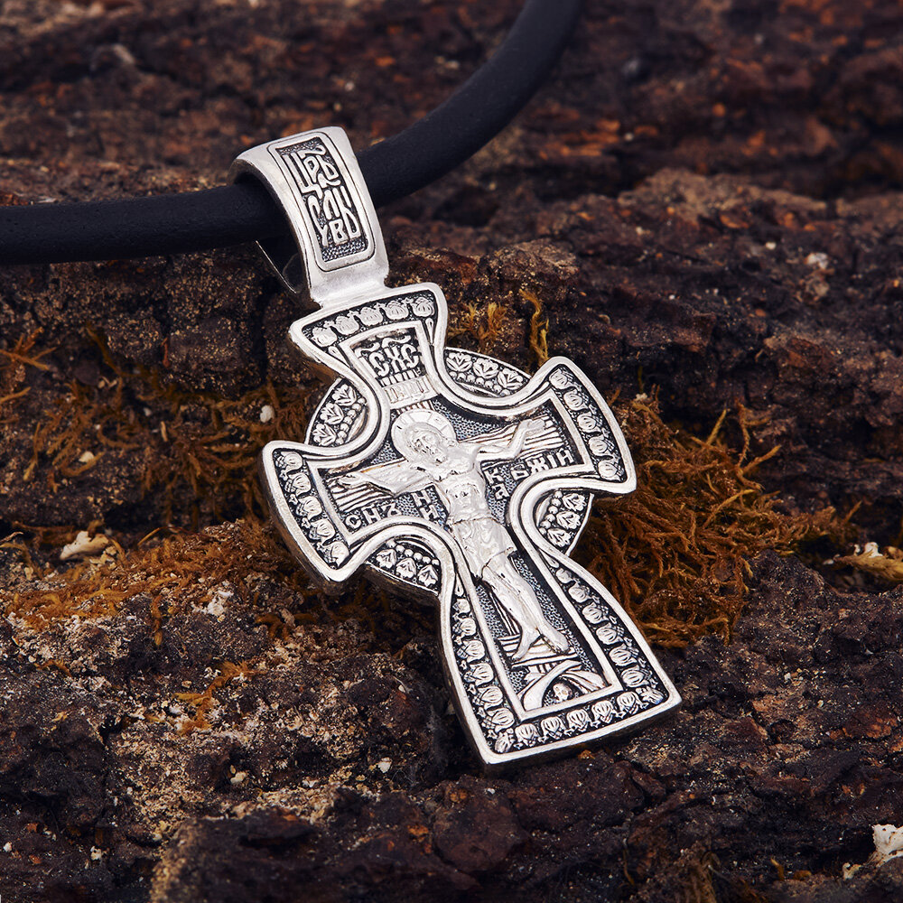 Крестик, серебро, 925 проба, чернение