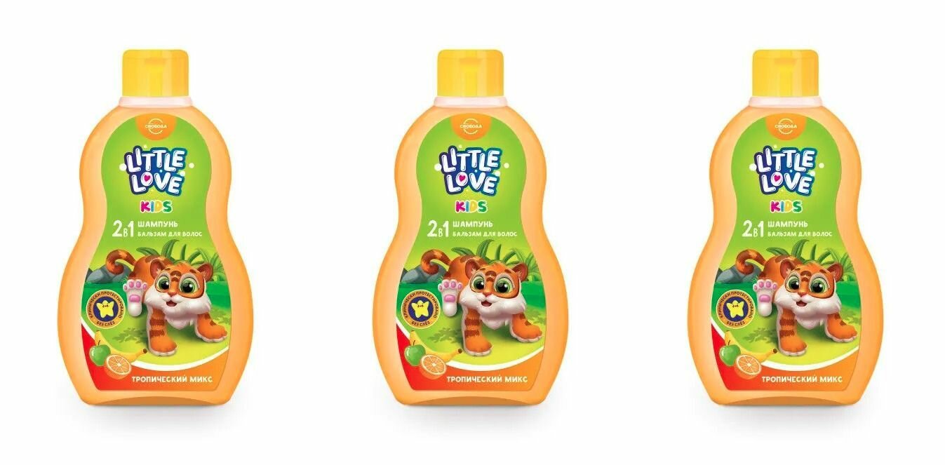 Свобода Шампунь детский и бальзам для волос 2 в 1 тропический микс 400 мл, 3 шт