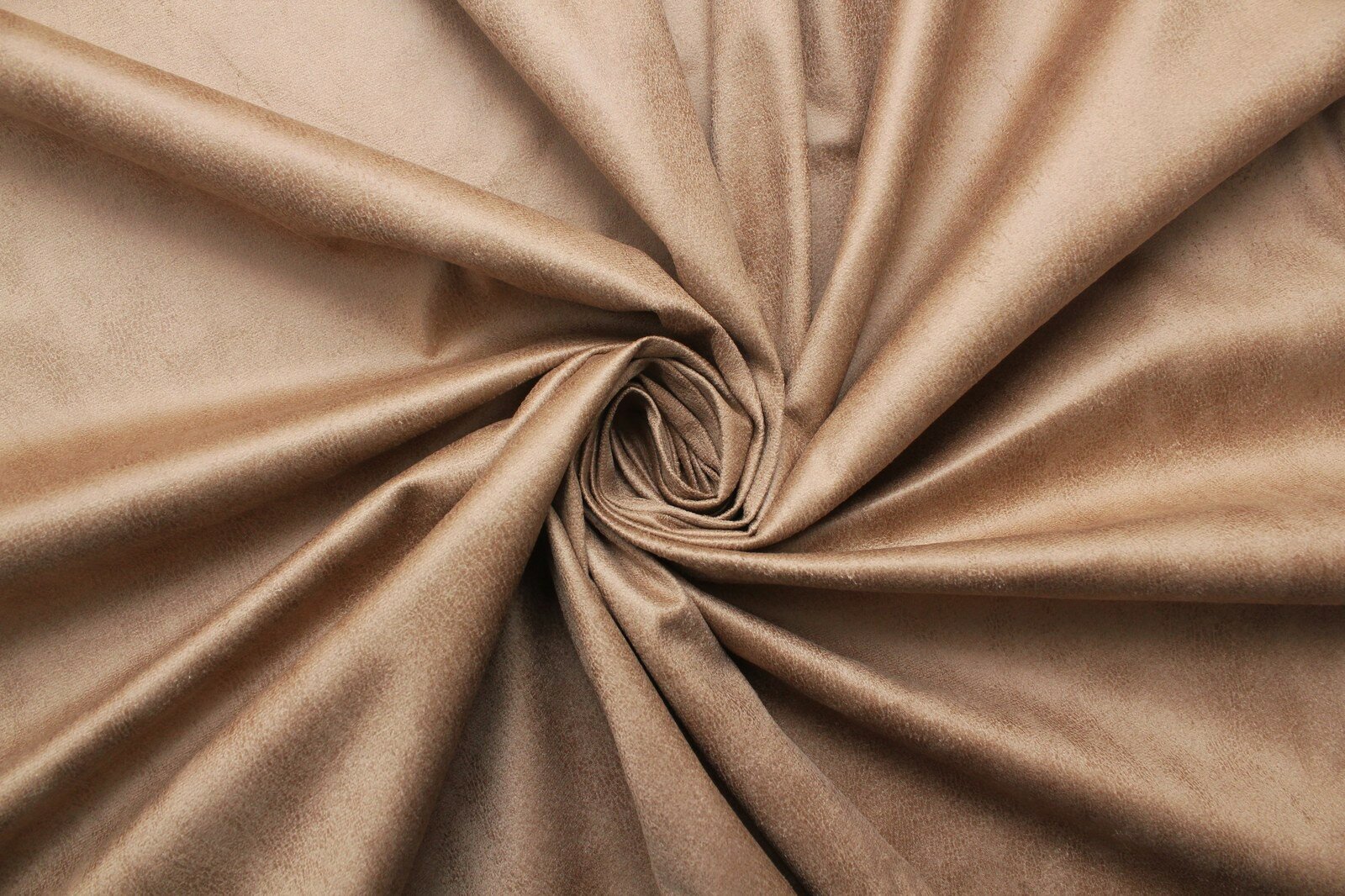 Ткань Замша искусственная бежевого цвета с эффектом обливной дублёнки, ш142см, 0,5 м