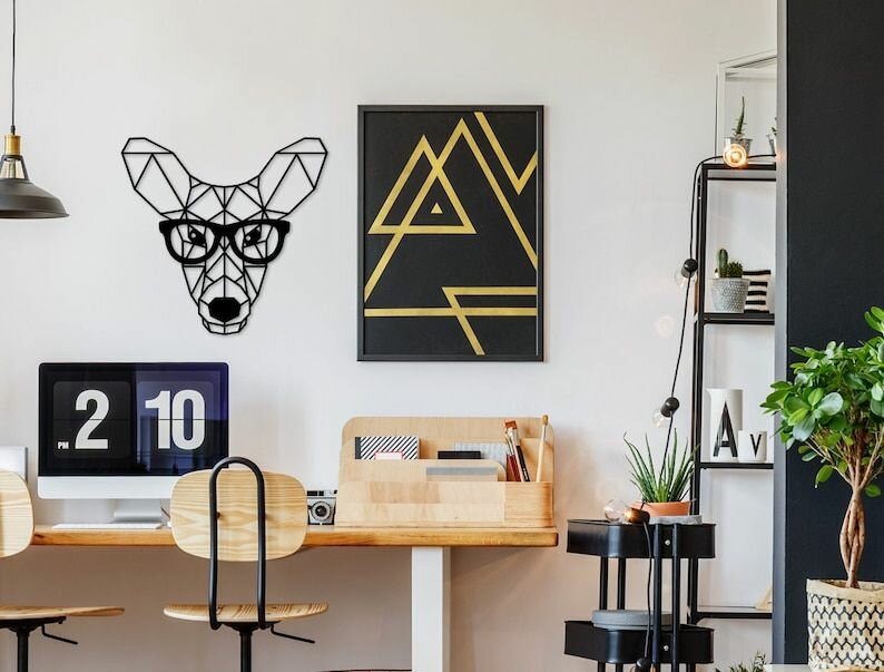 Декоративное металлическое панно, Хипстерский кенгуру (черный цвет)