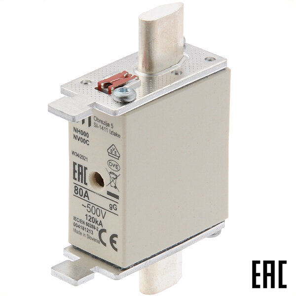 Плавкая вставка NV00 C-KOMBI 4181213 80А габарит 00 500В gG/gl 120кА ETI