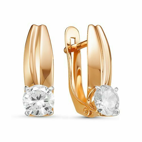 Серьги, красное золото, 585 проба, фианит