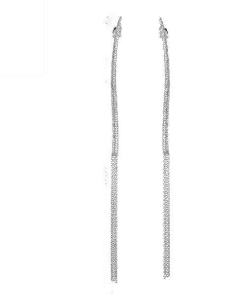 Серьги цепочки, серебро, 925 проба, фианит