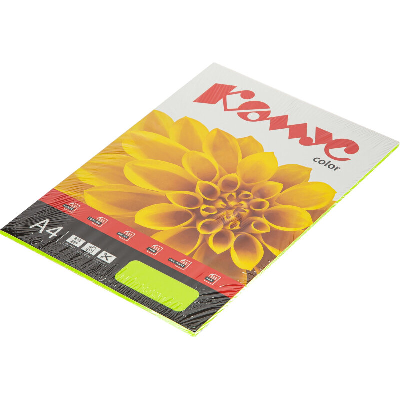 Бумага цветная Комус Color (зеленый неон) 75+-5гр, А4, 50 л 1822098