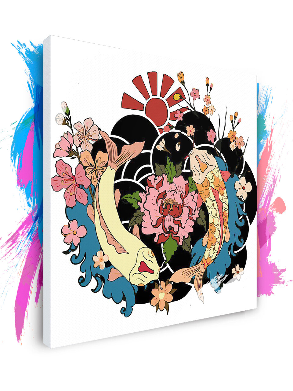 Картина по номерам на холсте Японский арт Рыбки, 50 х 50 см