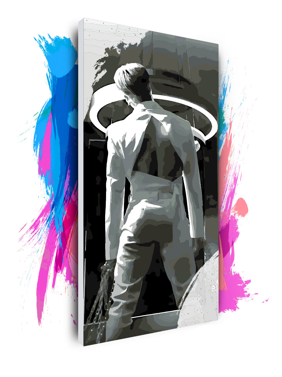 Картина по номерам на холсте Stray Kids Red Lights - Бан Чан спиной, 40 х 80 см