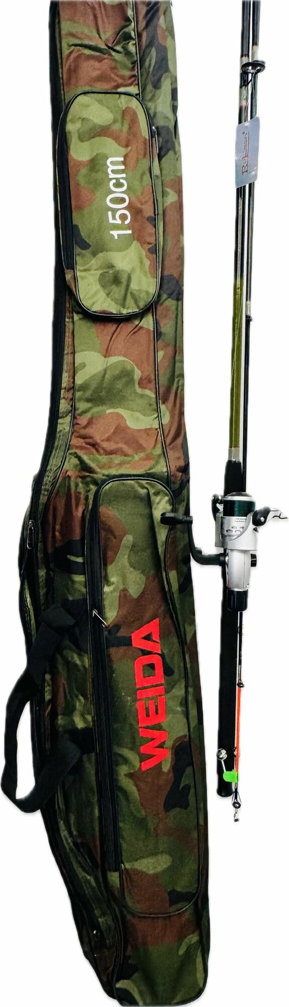 Набор оснащенное фидерное удилище в чехле с катушкой и карповыми снастями