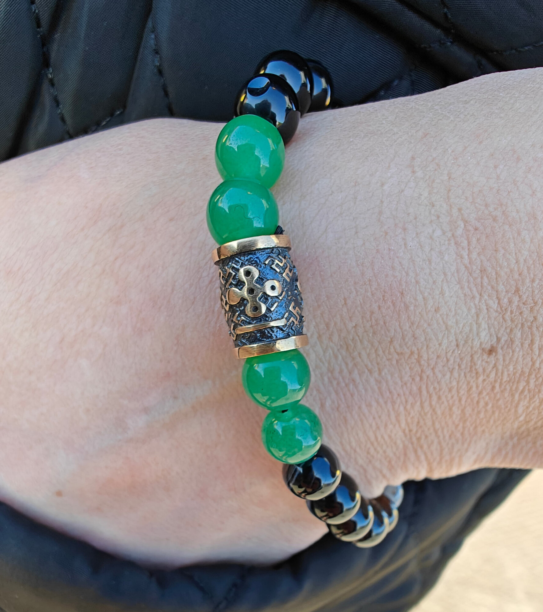 Браслет, агат, нефрит