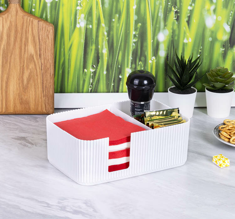 Салфетница стрип 3СЕКЦИИ белый 220*145*80 М-ПЛ