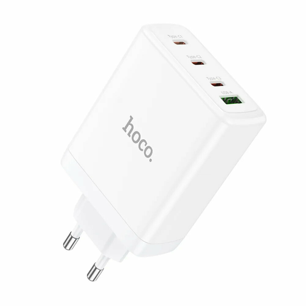 Сетевое зарядное устройство Hoco N31 USB + 3 Type-C, GAN PD 100W, QC 3.0, белый