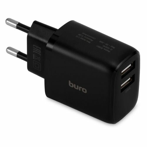 Сетевое зарядное устройство Buro BUWH1, 2xUSB, 15.5Вт, 3.1A, черный [buwh15s200bk]