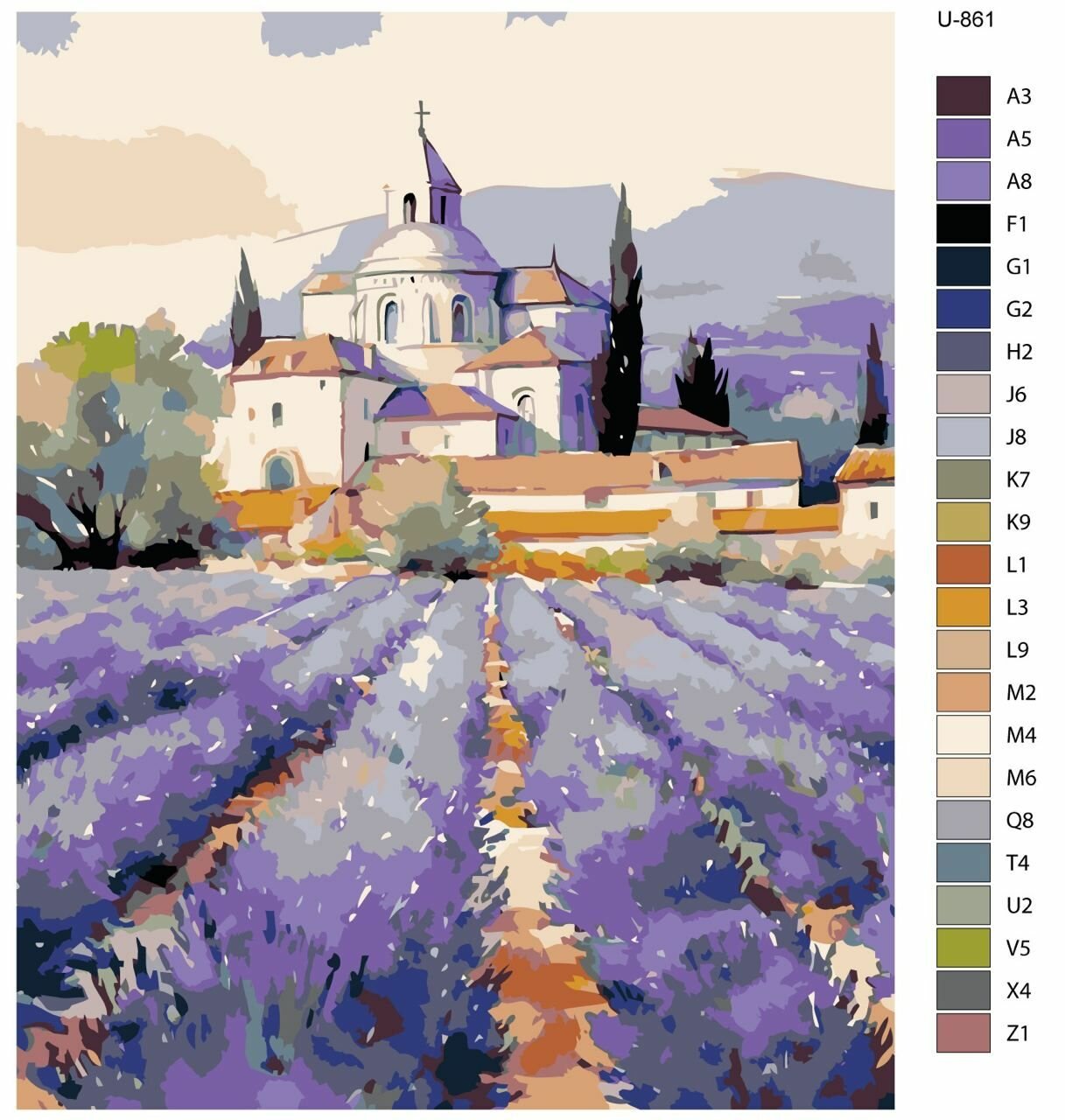 Картина по номерам U-861 "Франция. Лавандовое поле" 40x50 см