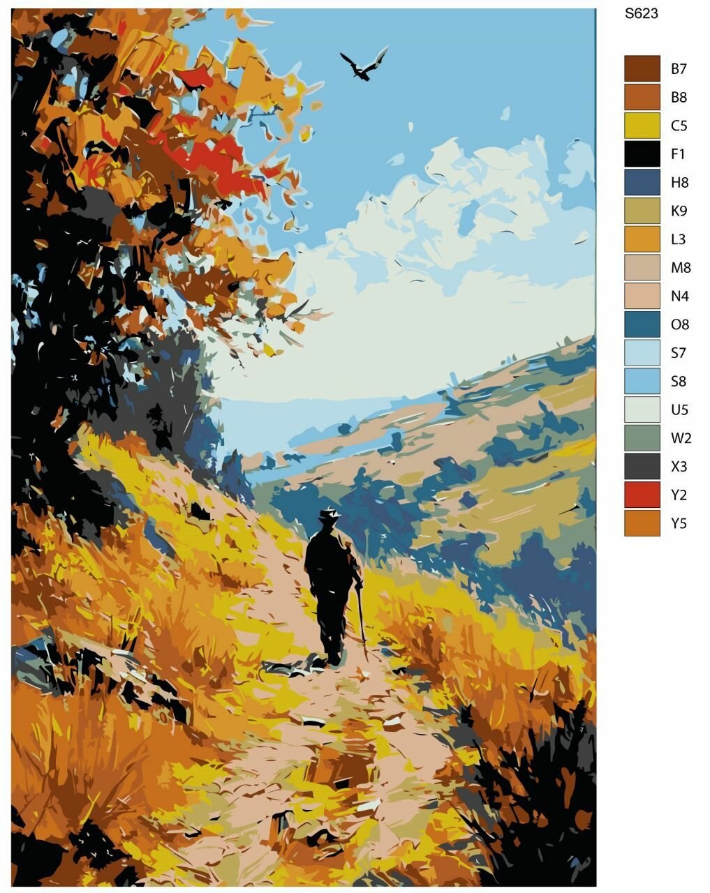 Картина по номерам S623 "Пейзаж арт. Прогулка по полям" 80x120 см