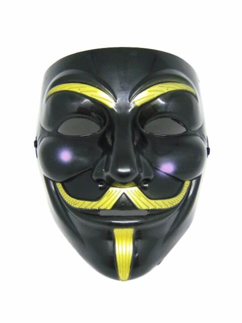 Маска Гай Фокса I-Brigth Company, пластик, цвет черный/желтый, длина 18см