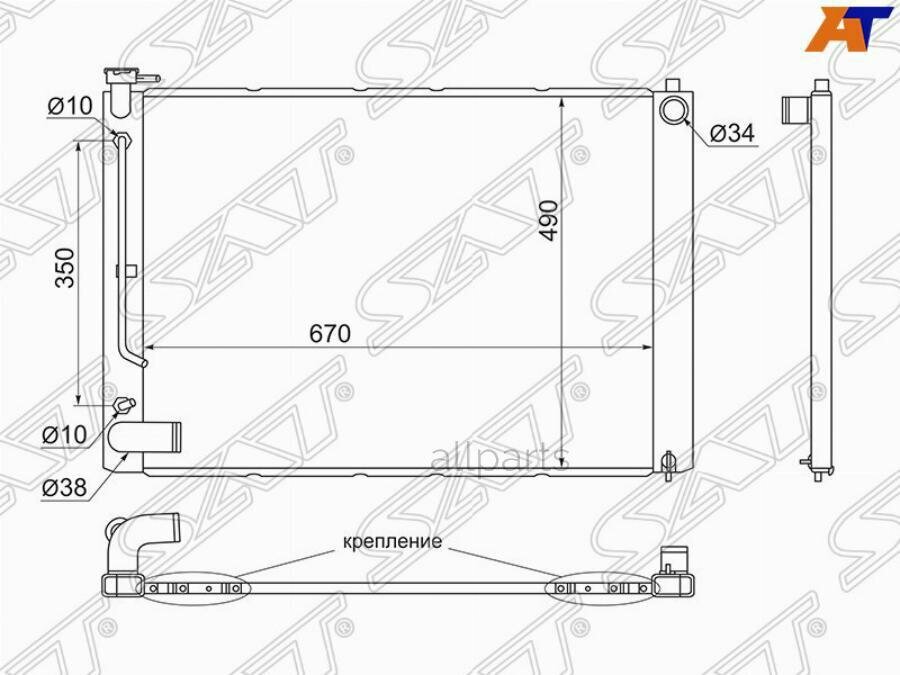SAT TY0003-MCU30 Радиатор Lexus RX 03-09 / Toyota Harrier (XU30) 03-13