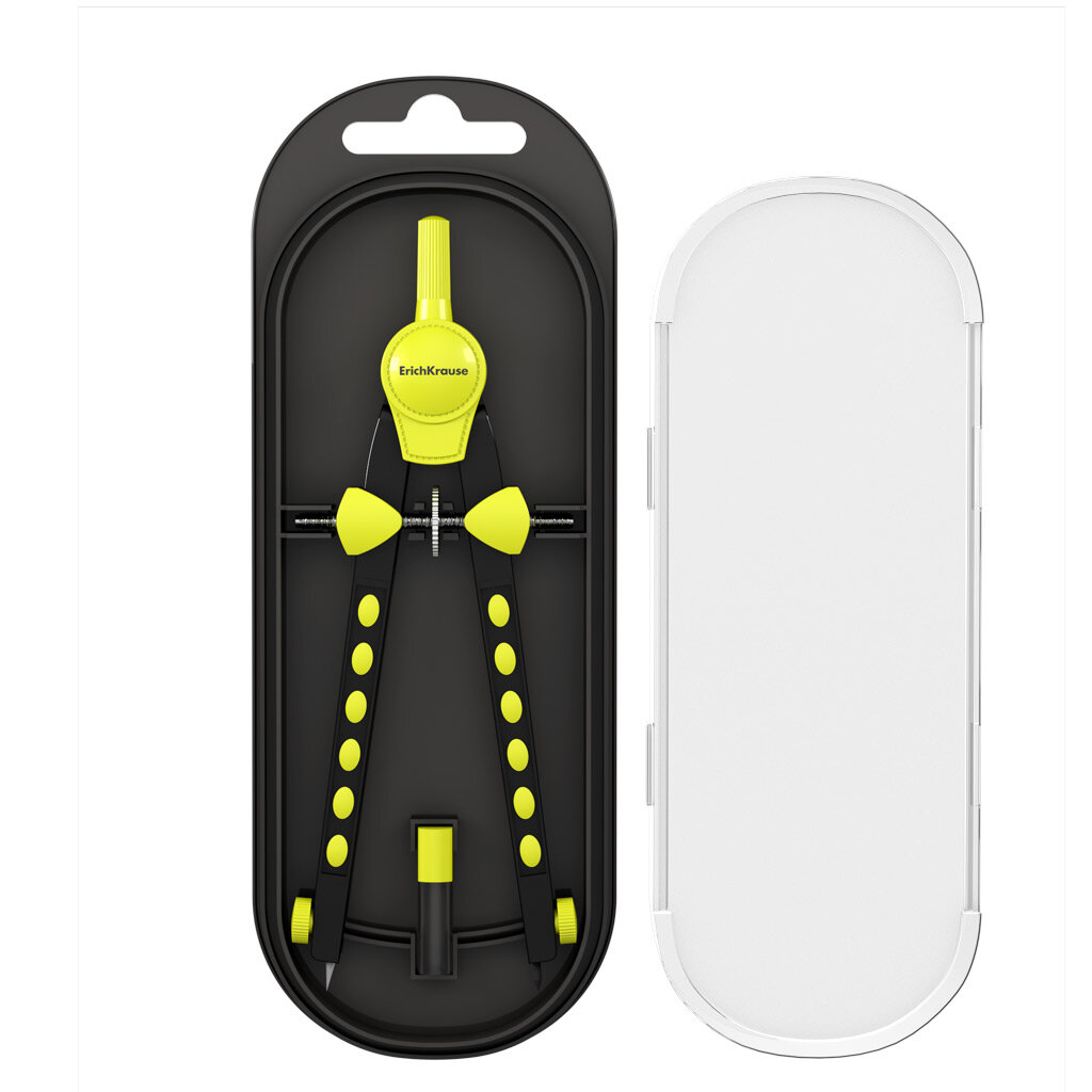 Циркуль металл 13,6см с грифелем Accent пласт. пенал желтый E