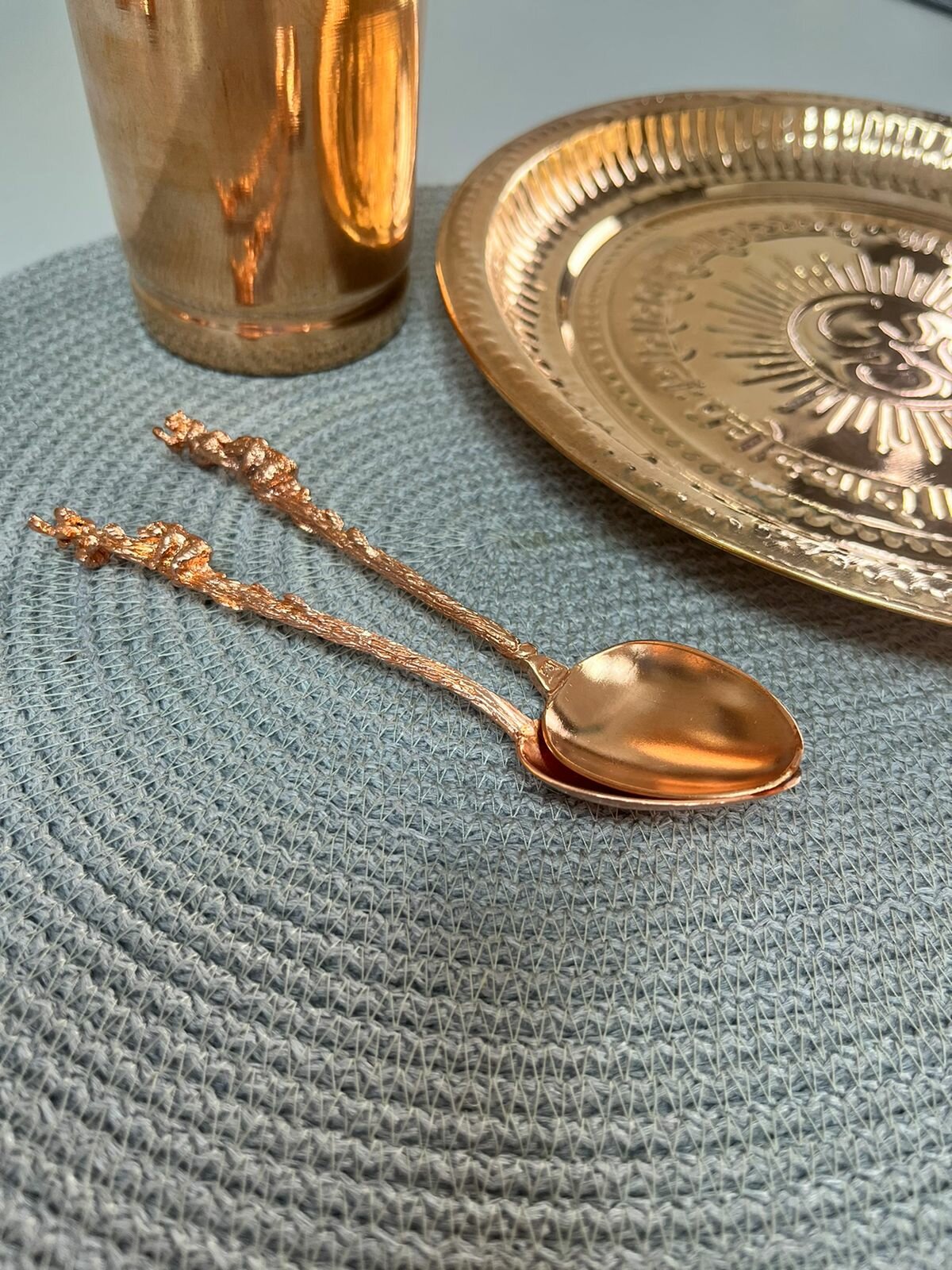 Ложка медная медь 100% ручная работа Дагестан, 2шт, с декоративной ручкой (Oxan)