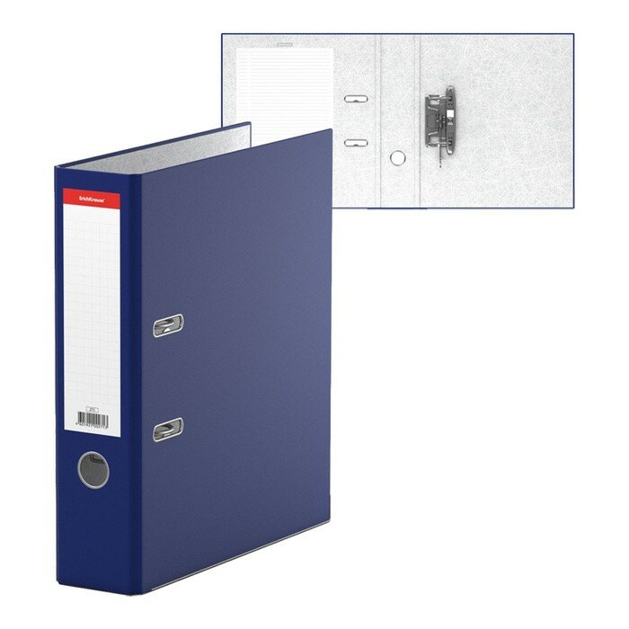 Папка-регистратор А4, 70 мм, ErichKrause, Standard, бумвинил, с этикеткой на корешке, нижний металлический кант, синяя