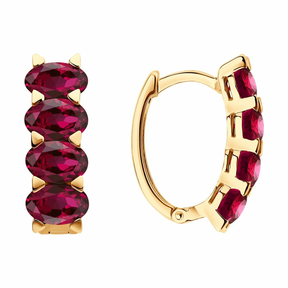 Серьги, красное золото, 585 проба, рубин