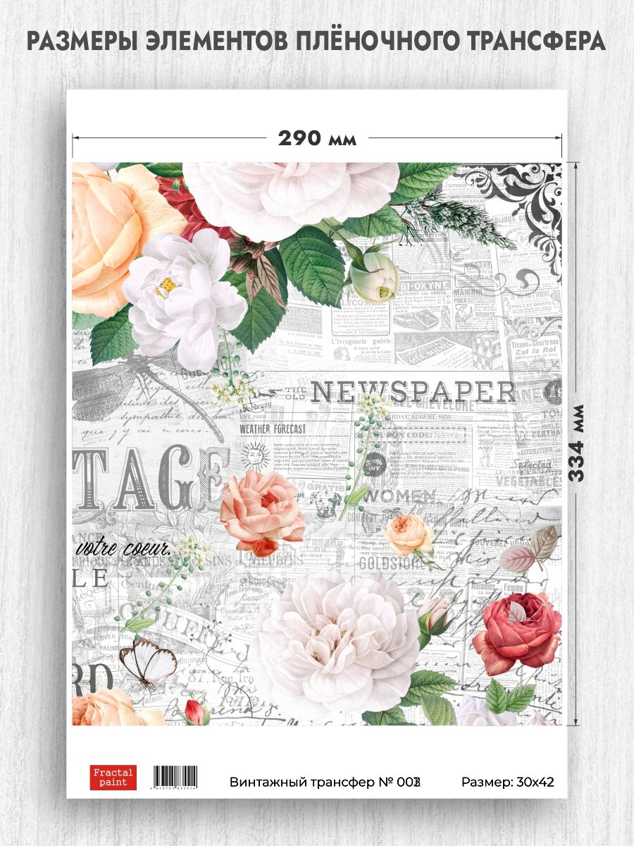 Трансфер для декупажа переводной рисунок для поверхностей винтажный 006 (А3)