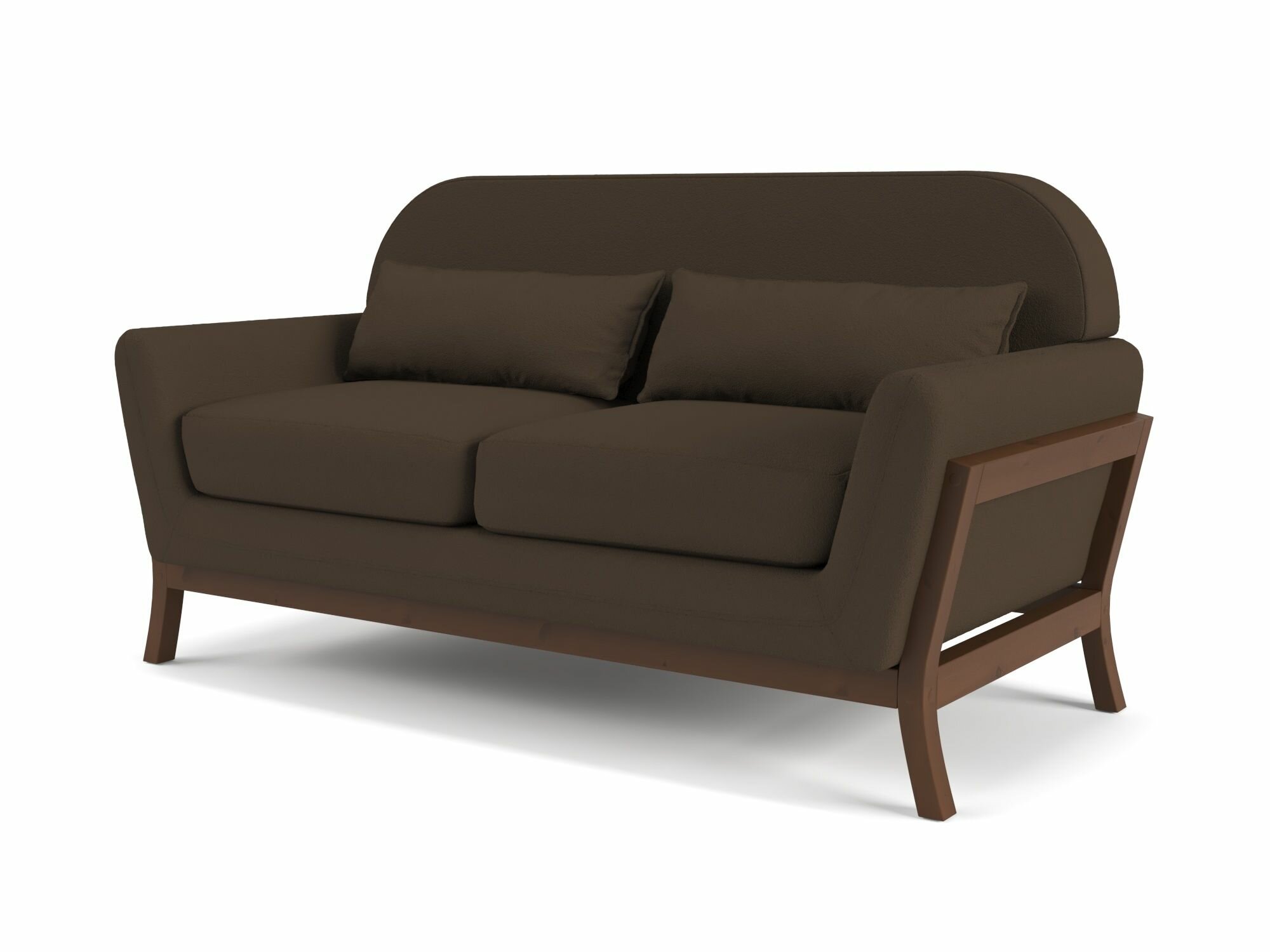 Мини диван Arsko Эдди коричневый-орех, велюр, для кухни, в офис, в салон красоты, на ножках, скандинавский лофт