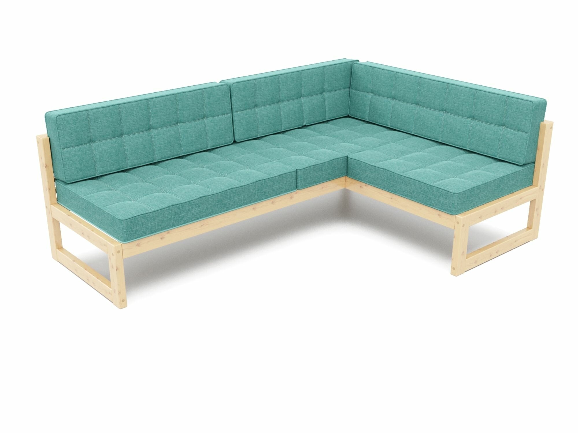 Угловой садовый диван Arsko Сега-У-С правый, бирюзовый-сосна, массив дерева, офисный, садовый, для кафе и бара, скандинавский