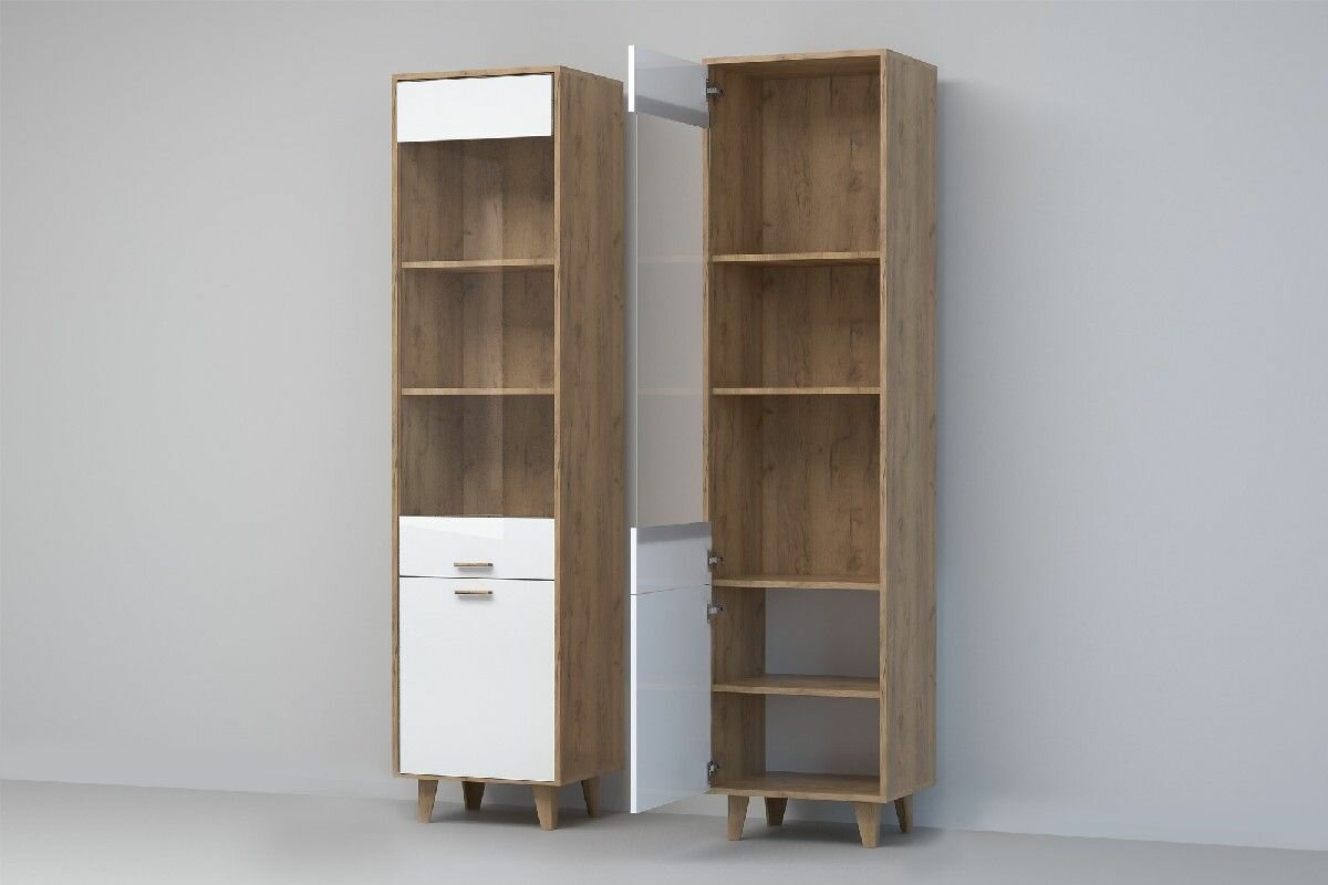 Шкаф-пенал "Эго" ПС-1 (НГ) Дуб Крафт Золотой/Белый Глянец ЛДСП