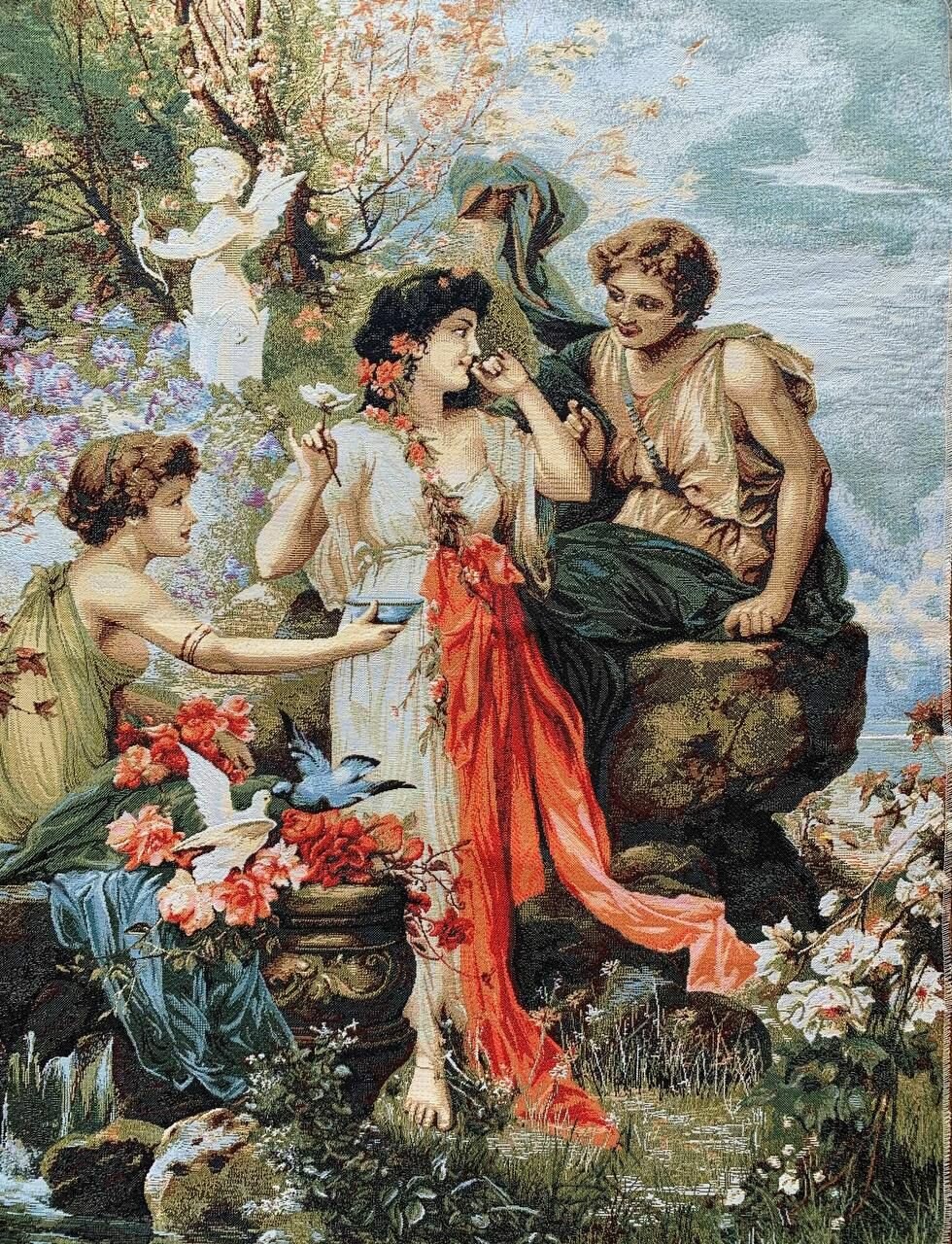 Гобелен, гобелен без рамы 95х70 см / "Девичьи секреты"