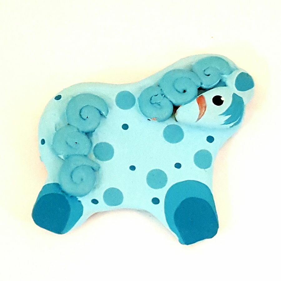 Магнит "Лошадка" голубая, Ковровская глиняная игрушка, ручная авторская работа