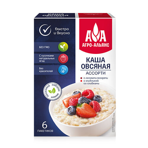 Каша овсяная Агро-альянс » моментального приготовления Ассорти 240 г