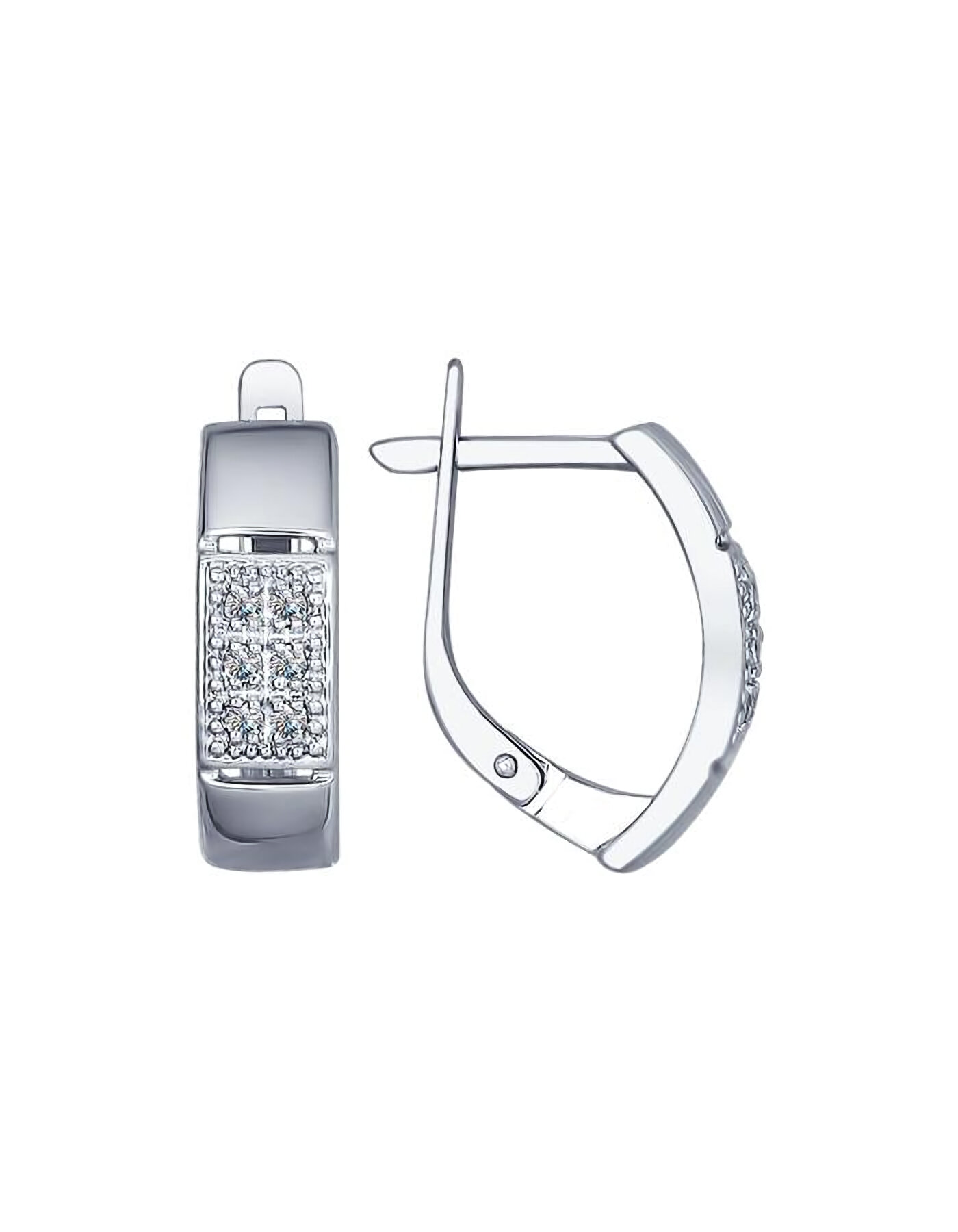 Серьги, серебро, 925 проба, родирование, фианит