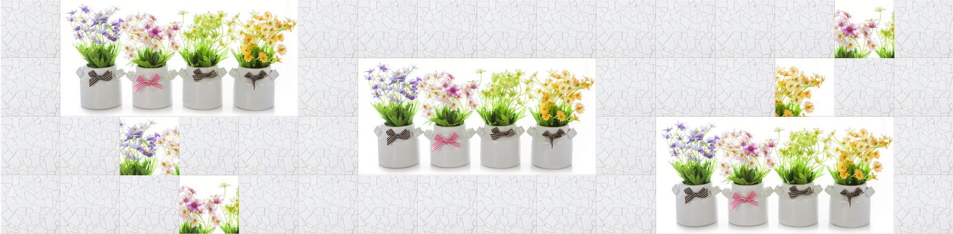 Фартук кухонный из МДФ "Кафель Цветы" 2440*610*3мм.