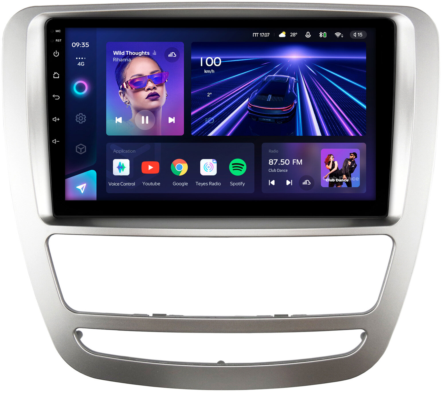 Штатная магнитола JAC T6 2015-2026 (серебряная) Teyes CC3 2K 4/64 9.5" RM-9-4282 Android 10 (4G-SIM, DSP, QLed)