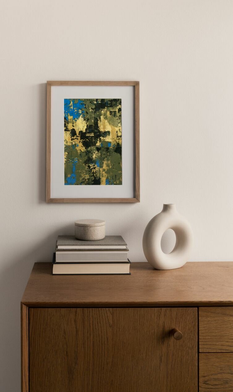 Авторская картина на бумаге «Сосуществование», 30х21 см, акрил на бескислотной бумаге, абстракция