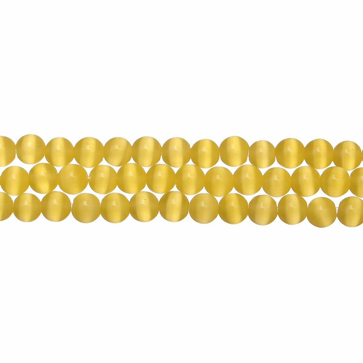 Бусины каменные, кошачий глаз (имитация), лимонный, 6мм, 66 шт, низка