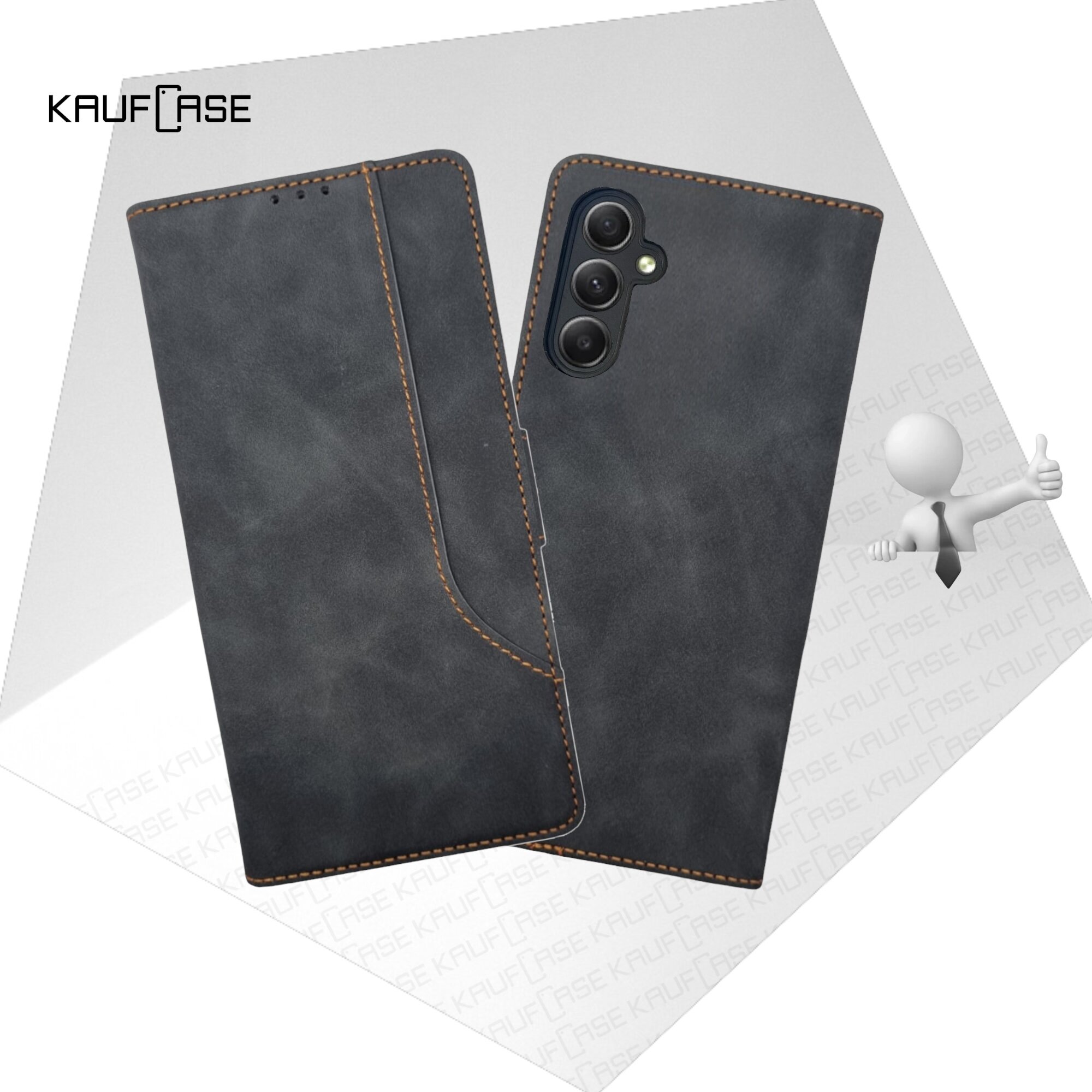 Чехол книжка с карманом кошельком для вашего смартфона Samsung A34 5G (A346) (6.6"), черный. Матовая текстура под кожу, дополнительный карман на крышке чехла, отделения для карт и купюр