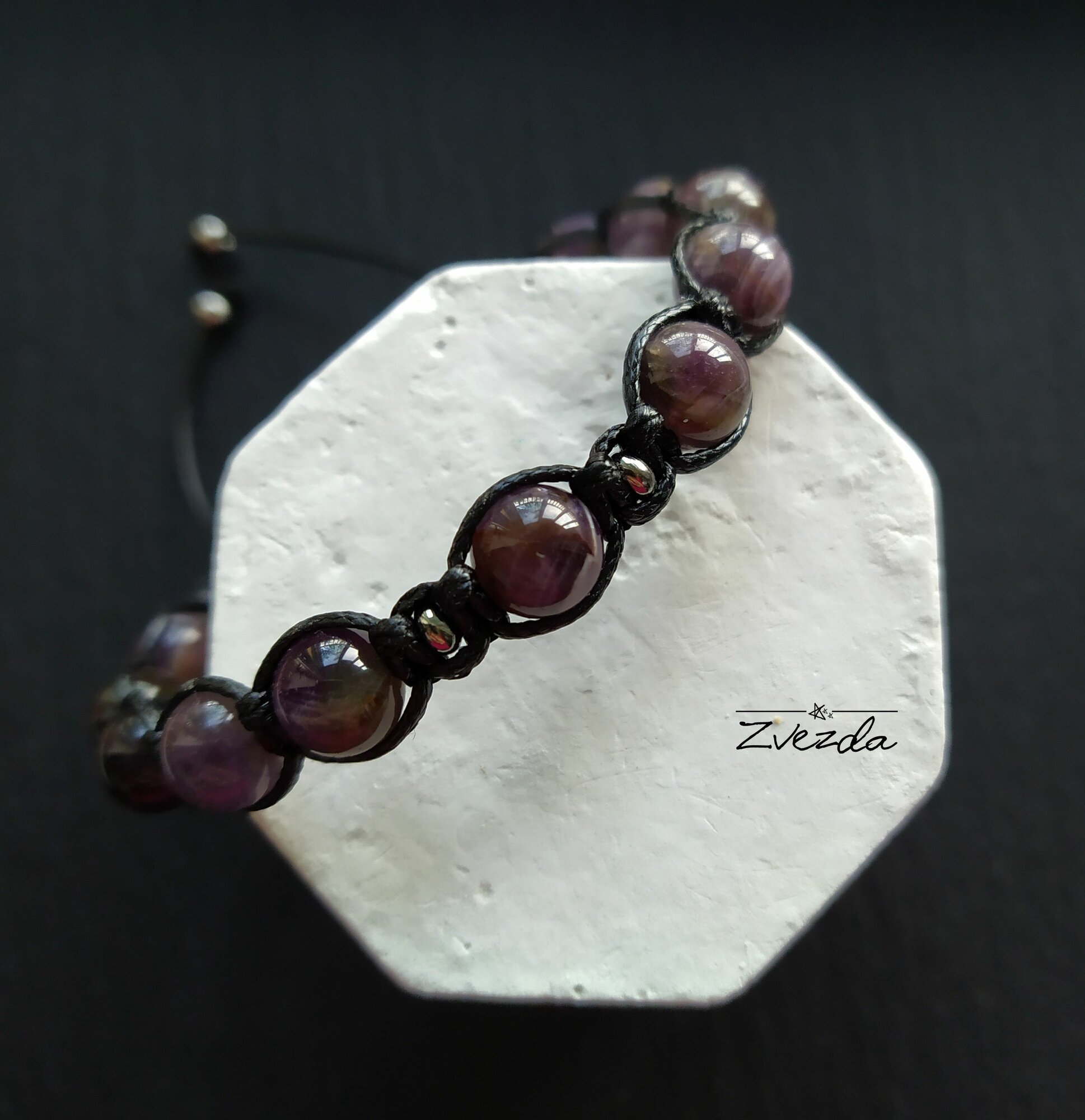 Плетеный браслет, аметист