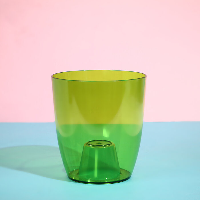 Горшок для орхидей 2 л, 14,8 х 16,2 см круглая, пластик прозрачно-зеленый 10624184