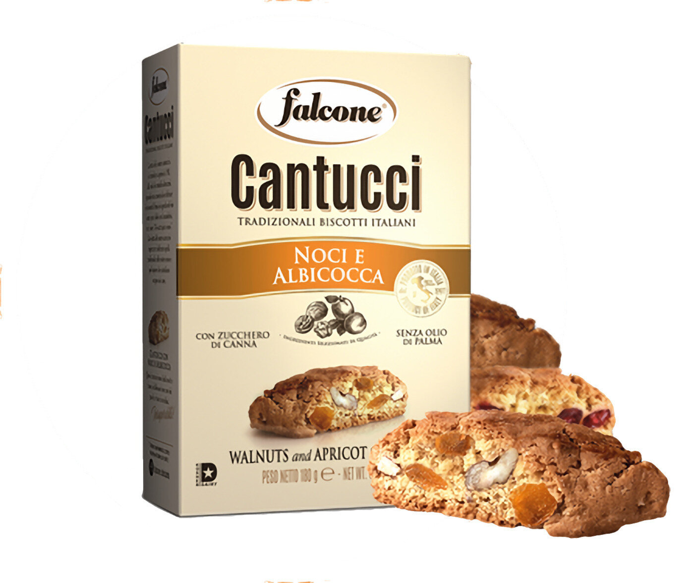 Печенье Falcone Cantucci Кантуччи с грецким орехом и абрикосом, 180 гр