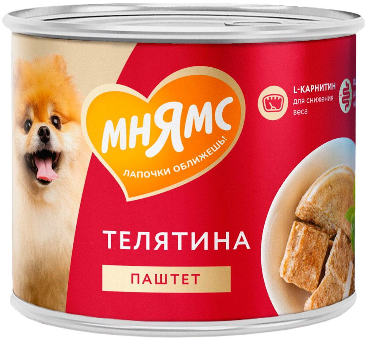 Мнямс фитнес диетические для взрослых собак паштет с телятиной (200 гр х 12 шт)