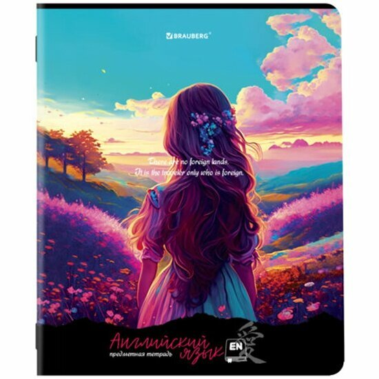 Тетрадь предметная Brauberg ANIME GIRLS 48 л, матовая ламинация, английский язык, клетка, подсказ, , 404748