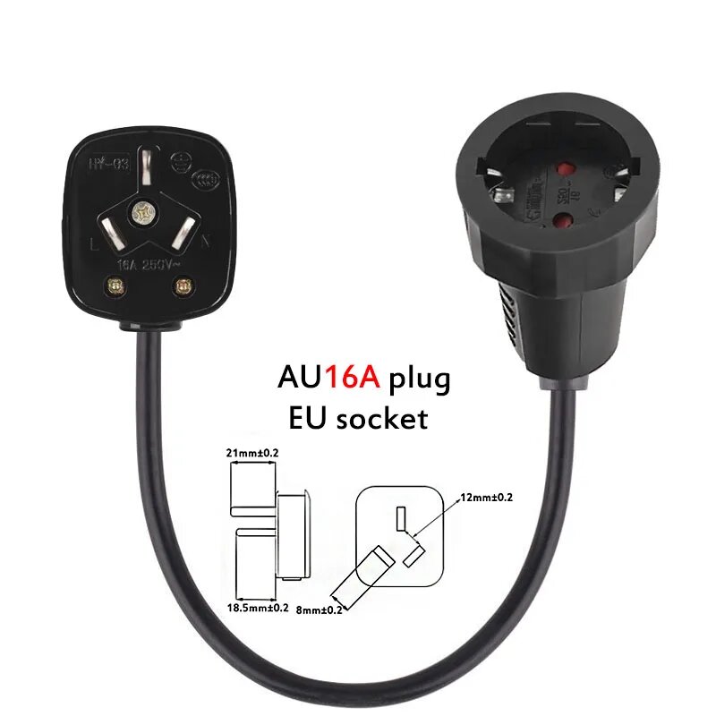 AU 16A Plug EU Socket, 5M