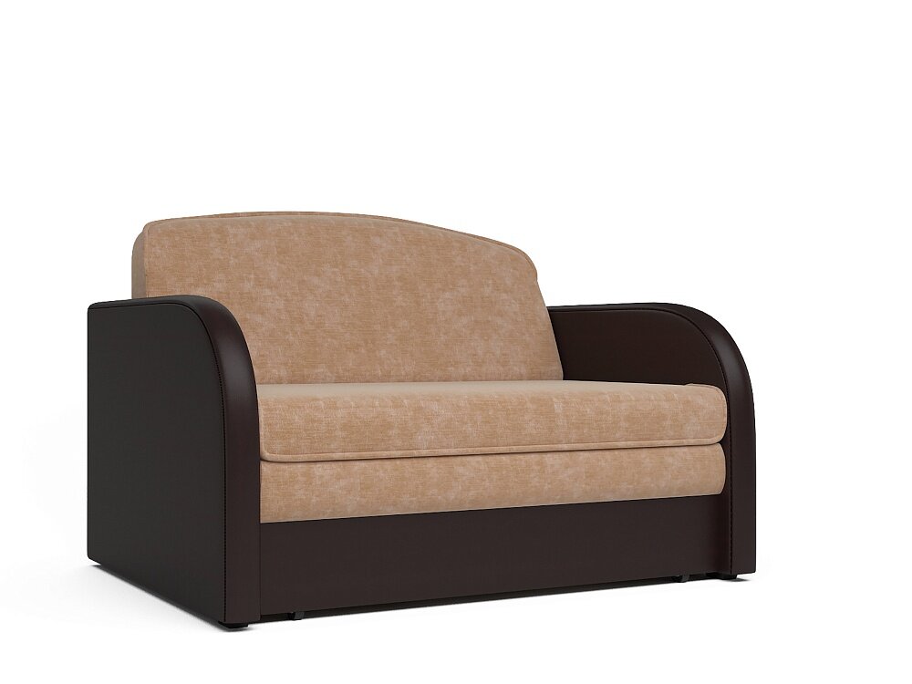 Прямой диван Кармен Бежевый Микровелюр Экокожа, выкатной, 132х80х92 см, с ящиком для белья