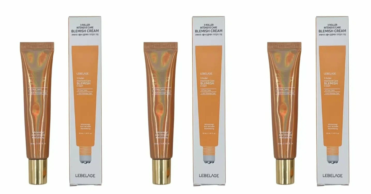 Крем-роллер для кожи вокруг глаз и лица Lebelage 3 Roller Intensive Care Blemish Cream, 30 мл, 3 шт