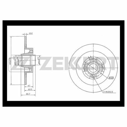 Тормозной диск задний ZEKKERT BS5213 для Renault GRAND SCENIC II JM01 II, Megane II, Scenic II