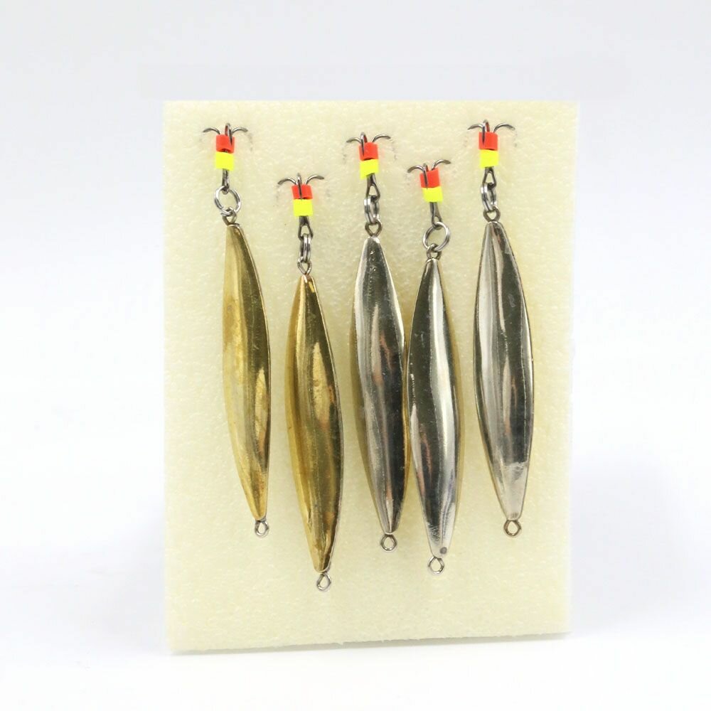 Набор зимних вертикальных блесен Пиявка 50мм, 10,5 гр никель-латунь (5шт)