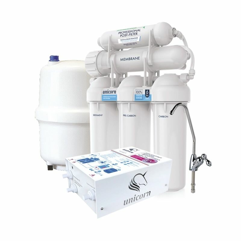Обратноосмотическая система с помповым блоком Unicorn FRO-5NPс УФ-лампой