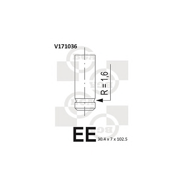 BGA V171036 (46413806 / 46462158 / 46517325) клапан двигателя впускной [30.4x7x102.5] Fiat (Фиат) brava, bravo, doblo, marea,