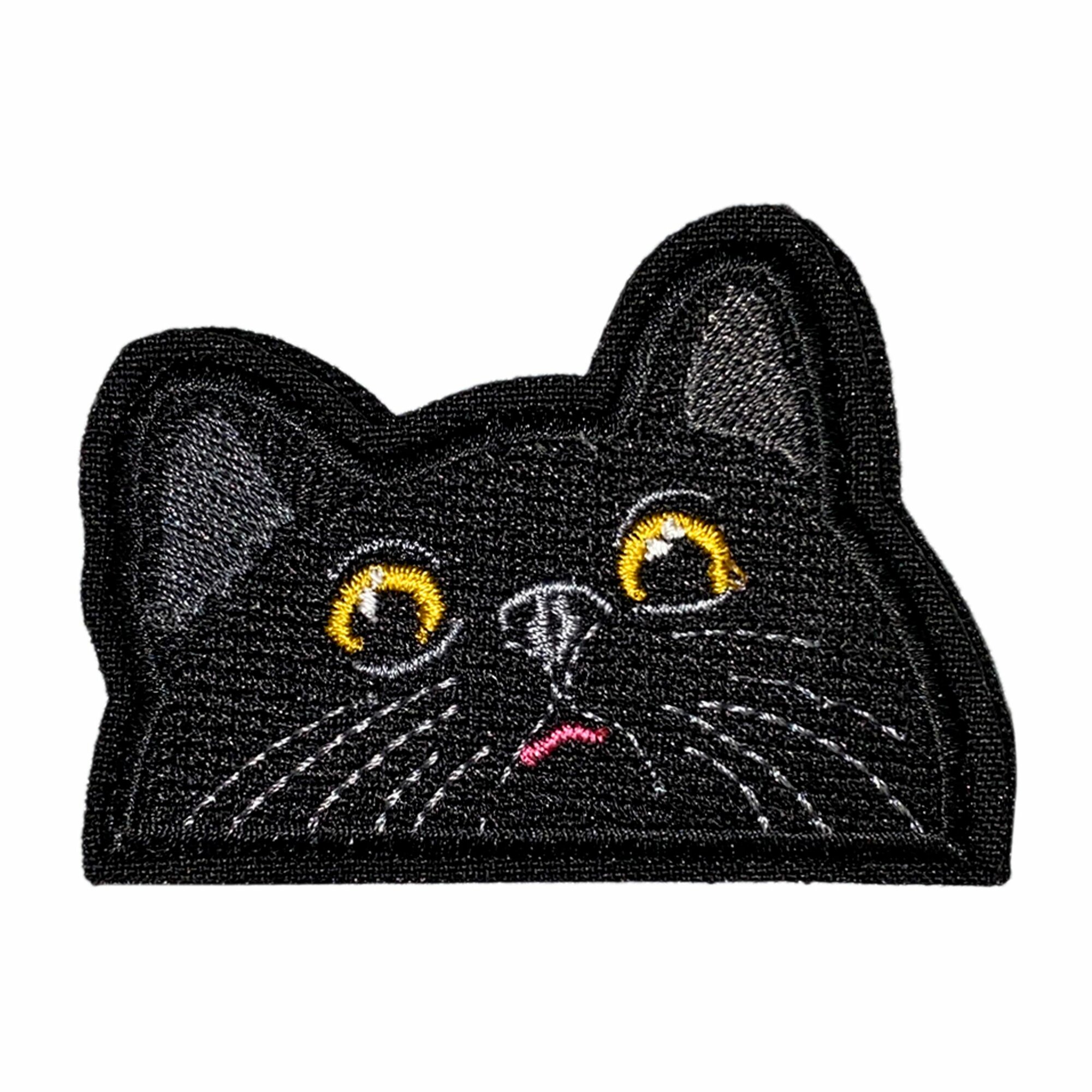 Нашивка, шеврон, патч (patch) на липучке Кот снизу с языком, размер 6,5*9 см