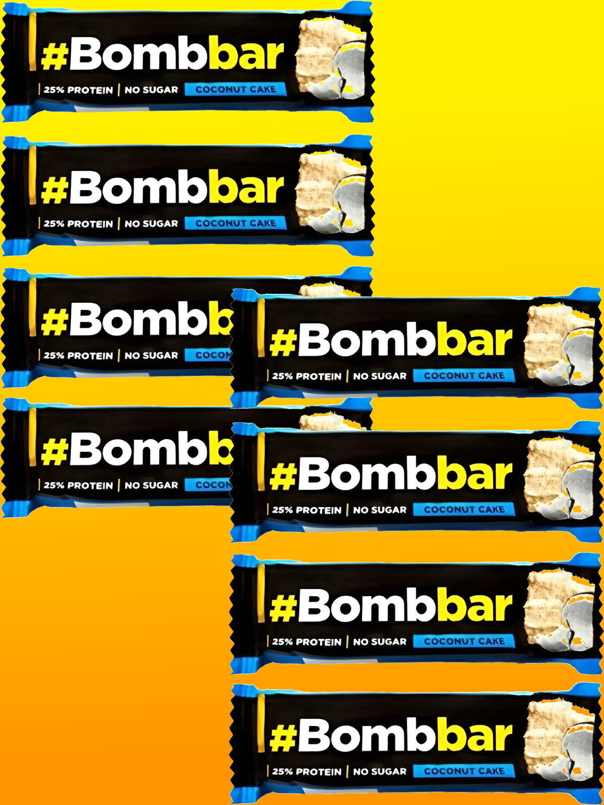 Протеиновый батончик BombBar Батончики в шоколаде без сахара 8 x 40 г, Кокосовый торт